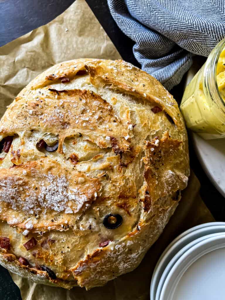 Easy No Knead Bread Recipe With Garlic Compound Butter