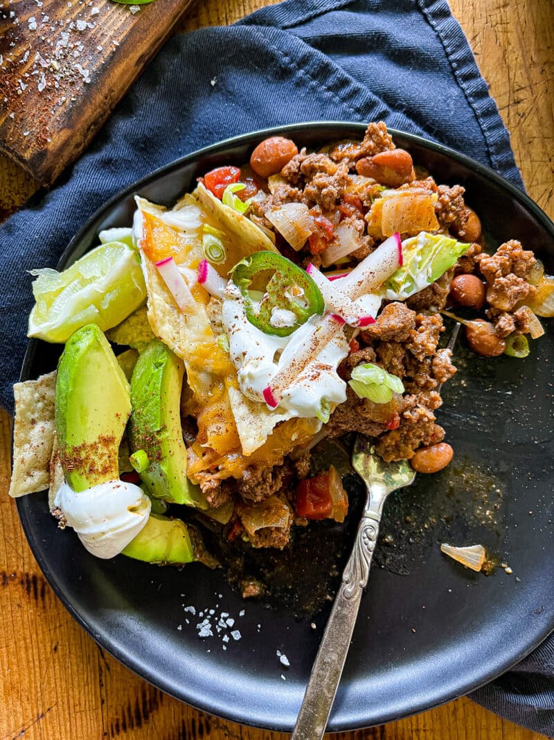 Easy Taco Bake with Ground Beef and Tortilla Chips