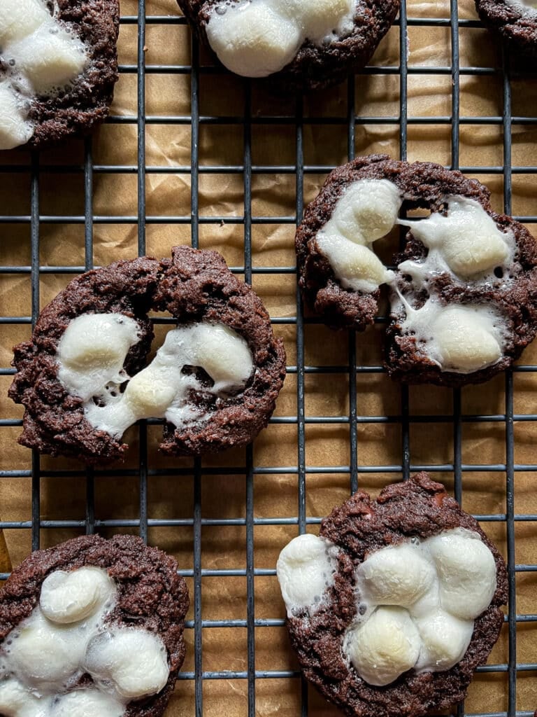 Soft Hot Chocolate Cookies with Marshmallows (Fudgy & Gooey)