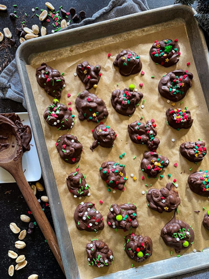 Slow Cooker Chocolate Peanut Clusters (Easy Chocolate Candy)